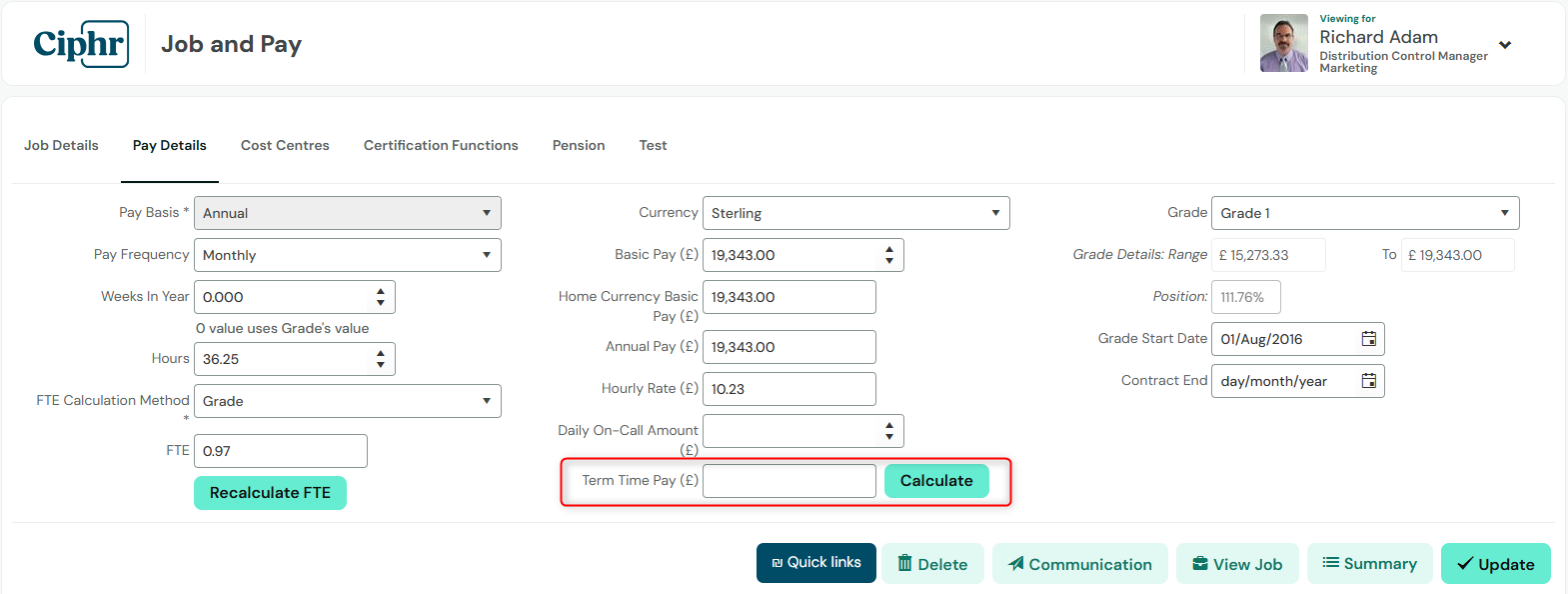 Term Time Calculations in Job and Pay – Ciphr