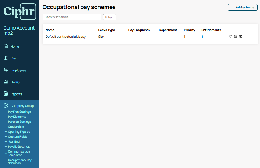 Occupational Sick Pay Scheme Configuration – Ciphr